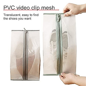 Veki Clear Waterproof Shoe Storage Bag for Travel and Daily Use Large Foldable Transparent Shoes Storage Packing Organizers Pouch with Zipper and Rope for Men Women (Pink)