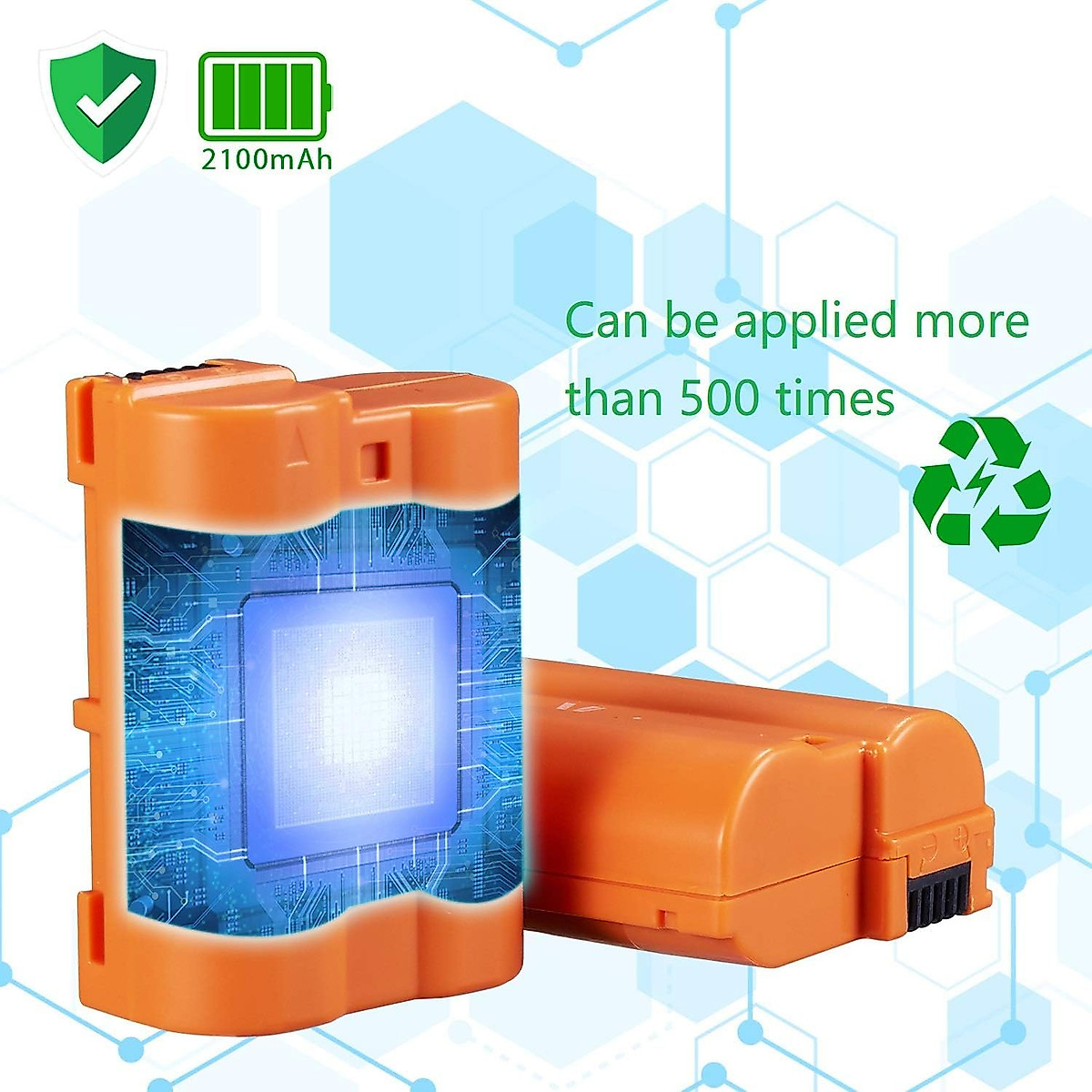 Vemico EN-EL15 EN-EL15A/EL15B/EL15C Battery Charger Kit 2x2100mAh Replacement Batteries with Dual Slot LCD Charger for D810 D7500 D7100 Z6ii D750 D850 D810A D800 D800E D7200 D500 D610 D600 Z7 Z8etc.