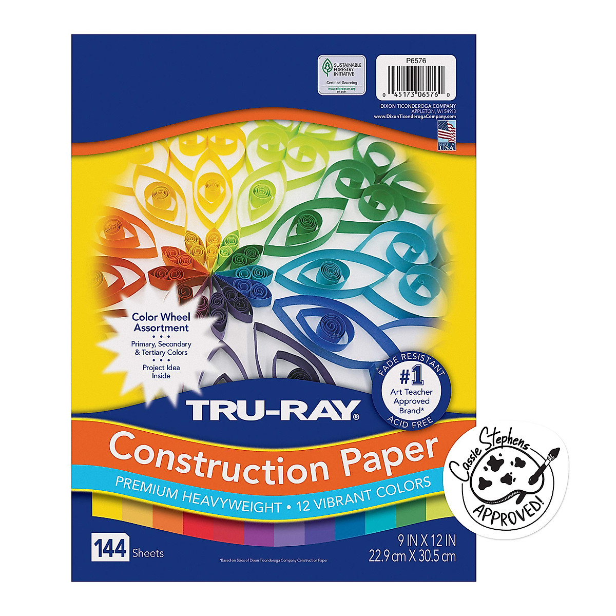 Tru-Ray Construction Paper Bundle - Color Wheel Assortment (144 Sheets) + Black Construction Paper (50 Sheets)