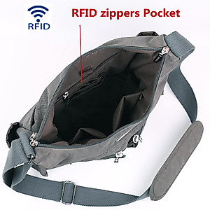 MHCNLL Anti Theft Crossbody Purse RFID Women Nylon Waterproof Lightweight Shoulder Bag (Dark Gray)