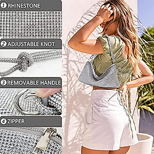 Rhinestone Purses for Women Chic Sparkly Evening Handbag Bling Hobo Bag Shiny Silver Clutch Purse for Party Club Wedding2022