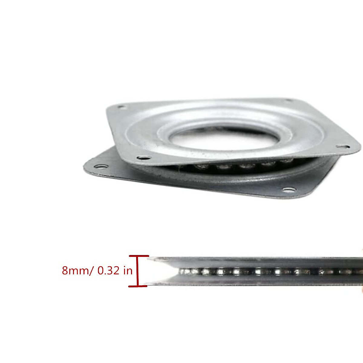 4 Pack 3 Inch Lazy Susan Hardware, Square Metal Turntable Bearings, 120lbs Capacity Steel Rotating Bearing Swivel Plate for Serving Trays, Craft Project, Kitchen Cabinet