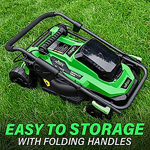 SOYUS Electric Lawn Mower Cordless, 13 Inch 20V Lawn Mowers with Brushless Motor, 5-Position Height Adjustment, 2x4.0Ah Batteries & Charger Included