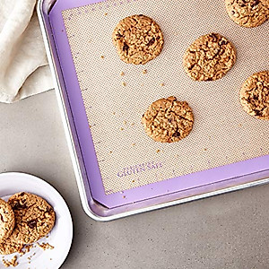 Mercer Culinary Silicone Bake Mat, Half Size, 11 7/8-Inch by 16 1/2-Inch, Purple border