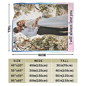 Yeacun Custom Blanket with Photo Text, Customized Picture Personalized Flannel Throw Blankets for Adult Kid Birthday Christmas Halloween Fathers Mothers Valentines Day Gift - 30"x 40"