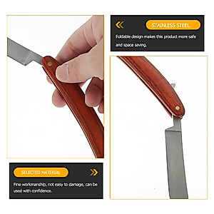 Lurrose Straight Razor- Carbon Steel Straight Edge Barber Razor Professional Mens Straight Razor Kit with Vintage Wood Handle