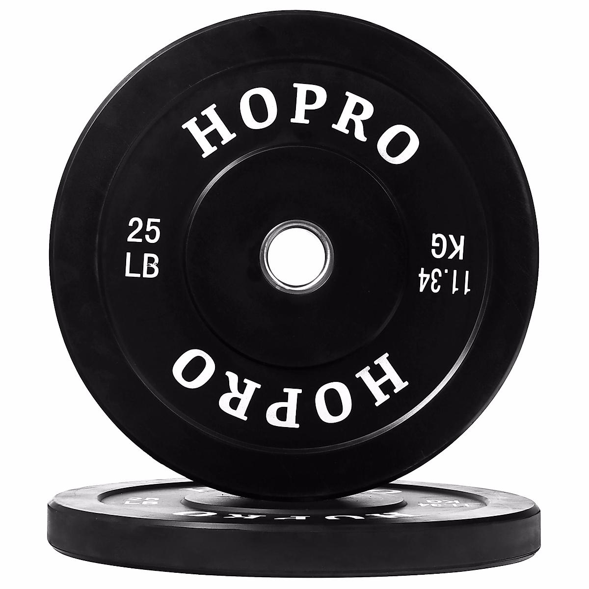 BalanceFrom HoPro Olympic Bumper Plate Weight Plate with Steel Hub, Pairs or Sets, Black