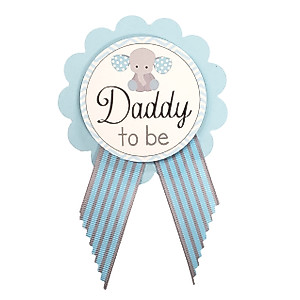 Elephant Baby Shower Pins 4 for Mommy Daddy & Grandma to Be It's a Boy for parents to wear, Blue & White, Baby Sprinkle