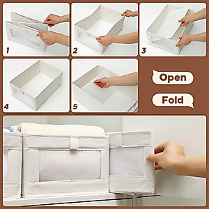 KOAZIFORU Linen Closet Organizers and Storage, Foldable Shelf Organizer with Visible Window Organization and Storage of Jeans Shirts Toys Storage Bins Sheet Organizer 6 Pack