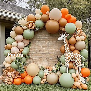 Dusty Green Orange Balloon Garland - Double Stuffed Blush Brown Nude Balloon Arch Avocado Green White Sand Balloons for Neutral Baby Shower Bridal Shower Gender Reveal Birthday Fall Party Decorations