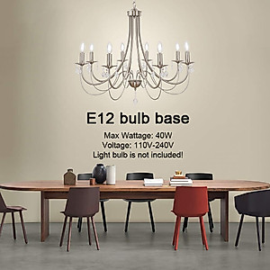 Lucidce 8-Lights Farmhouse Chandeliers Brushed Nickel Industrial Kitchen Island Pendant Light Fixtures Modern Crystal Chandelier Ceiling Lighting for Stairway Foyer Hallway Dining Room