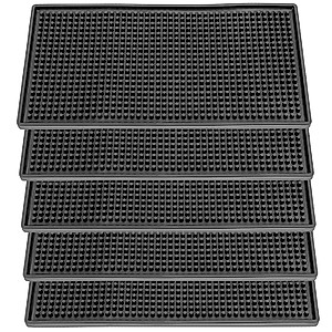 ZOENHOU 3 PCS 12 x 18 Inch Bar Service Mat, Black PVC Heavy Duty Barber Spill Mats, Non-Slip Heat Resistant Protective Pad Tools Countertop Spill Bar Mat for Bar, Kitchen, Restaurant, Hotel