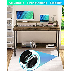 WOODYNLUX Computer Desk with Shelves, 43 Inch Gaming Writing Desk, Study PC Table Workstation with Storage for Home Office, Living Room, Bedroom, Metal Frame, Rustic.