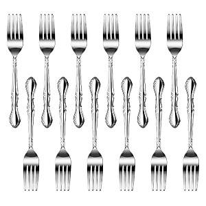 New Star Foodservice 58642 Rose Pattern, 18/0 Stainless Steel, Dinner Fork, 7.2-Inch, Set of 12