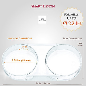Salt and Pepper Mill Tray - Acrylic Transparent Mill Rest by urban noon - Grinders up to 2.2 inches in diameter