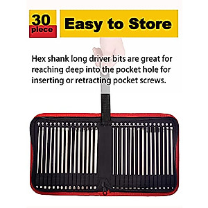 Rocaris 30 Pack 1/4 Inch Hex Shank Long Magnetic Screwdriver Bits Set 6 Inch Power Tools(Slotted+Cross+Square +Torx)