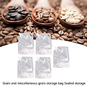 5Pcs Cereal Rice Storage Bag,Grain Sealed Storage Bag,Reusable Transparent Grain Storage Bag Airtight Grain Storage Containers with Lids for Rice Cereals Flour Nuts(1kg)