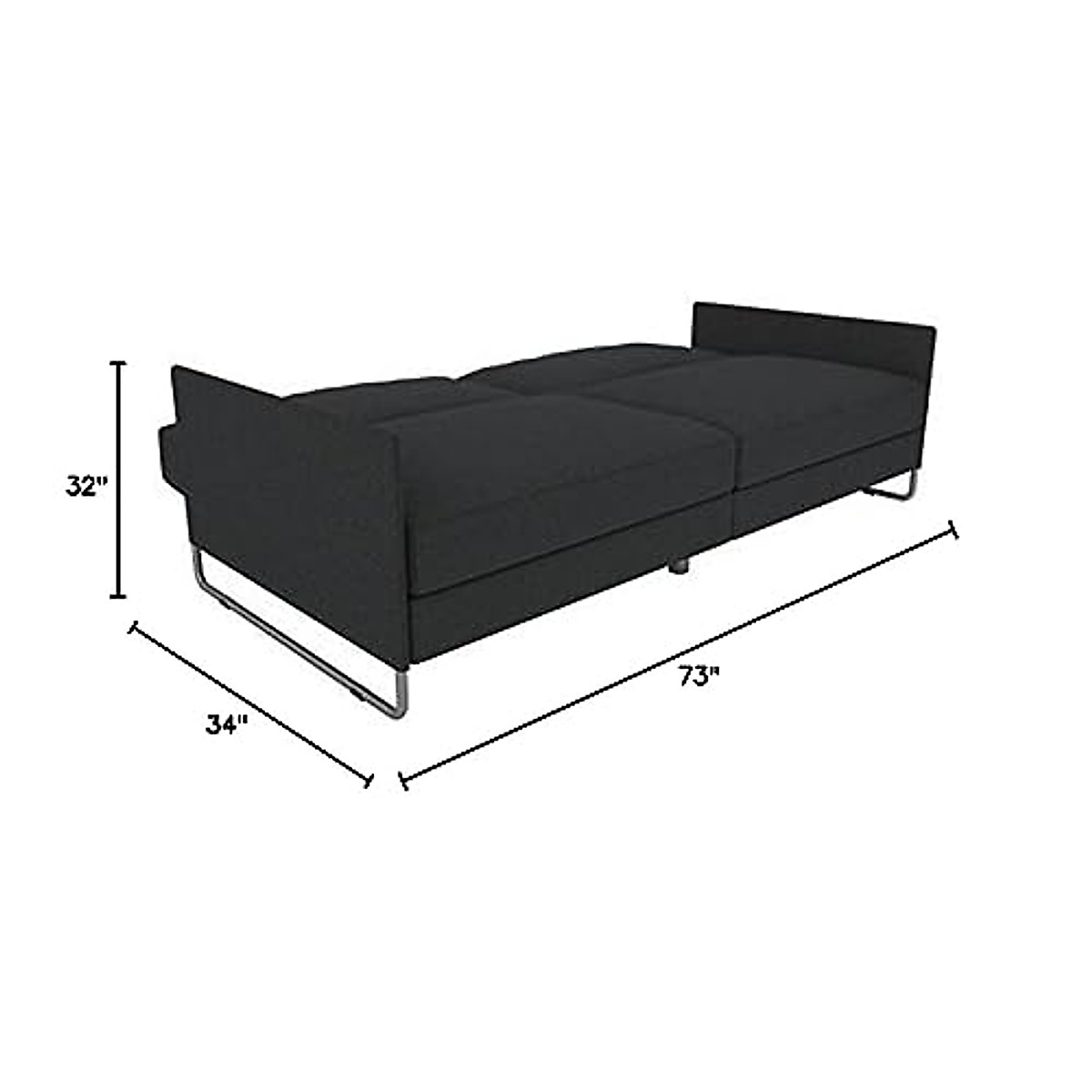 DHP Pembroke Convertible Futon Sofa Bed, Grey Linen