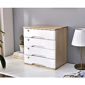YUZDNM Desktop File Cabinet - Solid Wood Storage Box, Wooden Desktop Storage Box with Lockable Drawers, Office Supplies A4/Receipt File Organizer, Flat File Cabinet (Color : C, Size : 4 Drawers)