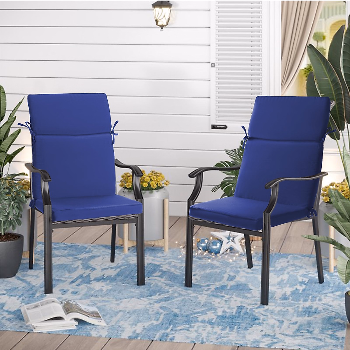 Enipate 2 Pack Outdoor High Back Chair Cushion, Weather Resistant Adirondack Rocking Chair Cushions, Foam Patio Furniture Replacement Cushion