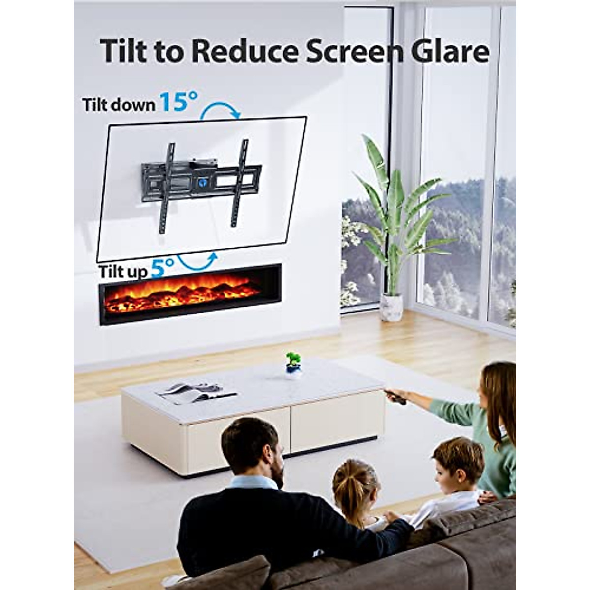 Pipishell Full Motion TV Wall Mount Bracket for 37-75 Inch LCD, QLED,OLED 4K Flat Curved TVs, Dual Arms Tilt Extension Swivel Articulating TV Mount, Max VESA 600x400mm up to 110lbs, Fits 16” Studs