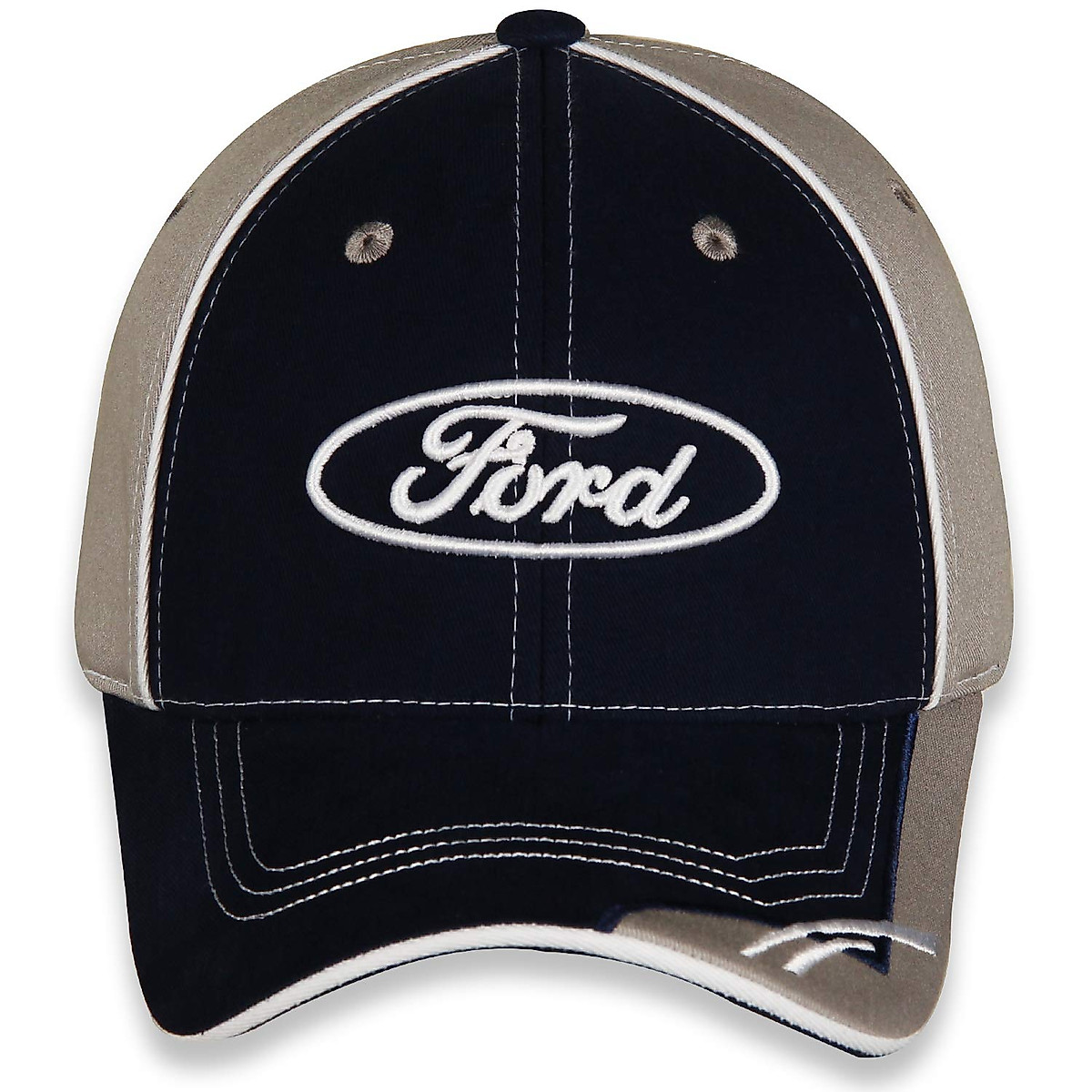 CFS Ford Racing Hat for Men - Blue Gray Ford Baseball Cap White Oval Logo