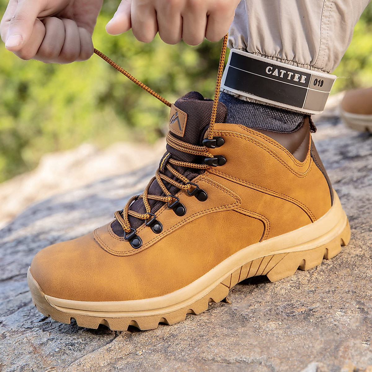 CC-Los Men's Waterproof Hiking Boots Mid-top Boots Lightweight Non-slip High-Traction Grip 7.5-14