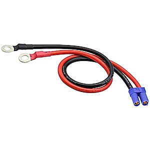 AAOTOKK EC5 to O Ring Terminal Cable,EC5 Female to O Ring Eyelet Terminal Plug Connector Cable 10AWG RC ESC Charger Side Power(40cm/15inch)