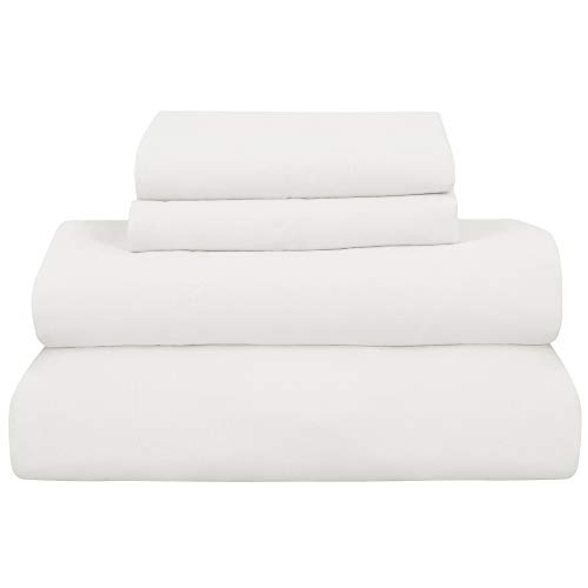 ROYALE LINENS Soft Home Brushed Percale Ultra Soft 100% Cotton, Full 4-Piece Sheet Set, White