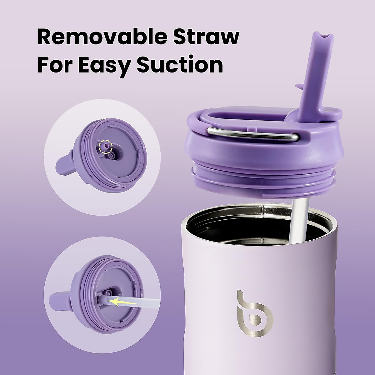 BOTTLE BOTTLE Insulated Water Bottle 24oz with Straw Lid and Handle for Sports Travel Gym Stainless Steel Water Bottles Double-Wall Vacuum Metal Thermos Bottles Leak Proof BPA-Free (purple gradient)