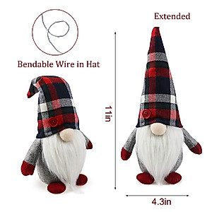 Christmas Gnomes Decorations - Mr and Mrs Buffalo Plaid Xmas Gnome Plush, Handmake Scandinavian Tomte for Christmas Home Table Tiered Tray Decor Gifts - Farmhouse Decor