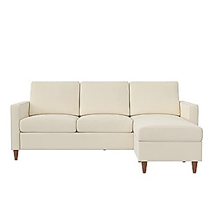 DHP Liah Reversible Sectional Sofa with Pocket Spring Cushions, Ivory
