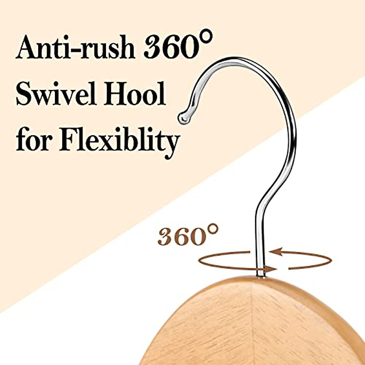 AMKUFO Wooden Hangers 20 Pack Wood Suit Hangers Non Slip Wooden Coat Hangers with Smooth Fnish Cut Notches 360° Swivel Hook Clothes Hangers for Jeans Pants Jackets Shirts Dresses, Natural