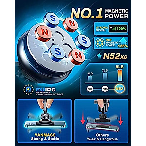 VANMASS Magnetic Car Phone Holder, [Super Strong Magets & Ultra Stable] Suction Cup Phone Holder Aluminium Alloy Structure, Handsfree Dashboard Window Car Mount Compatible with All Phones
