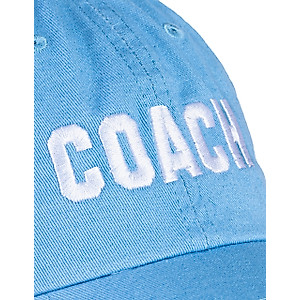 Ann Arbor T-shirt Co. Coach | Carolina Blue Coaching Baseball Hat, Men & Women Team Cap - (SkyBlue, DadHat)