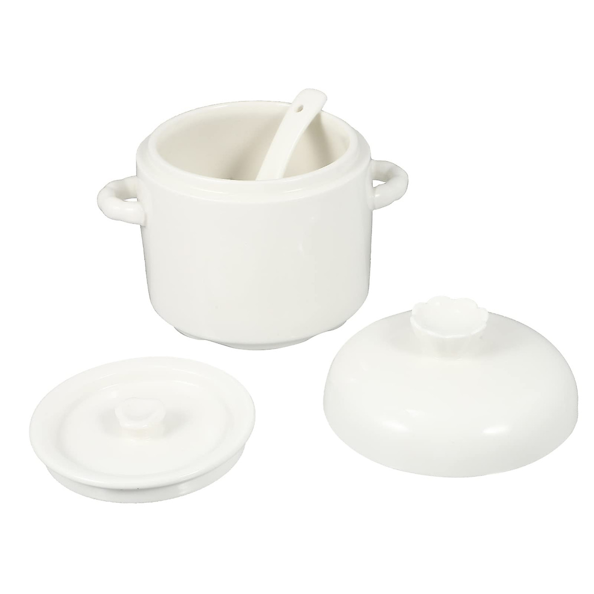 Hemoton Large Soup Mugs Ceramic Soup Bowl with Lid 460ml Onion Soup Crock Chili Bowls Soup Dish Stewing Pot Custard Bowl Cup with Handles and Lid For Soups Stews Cereal White Ceramic Soup Bowl