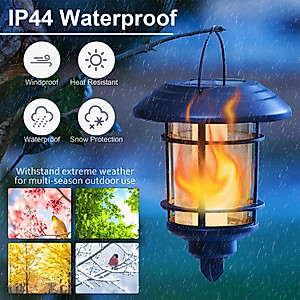 Dynaming 6 Pack Solar Flame Torch Lights Outdoor, Dual Use Flickering Flame Garden Light, Hanging Lantern Lights, Auto On/Off & Waterproof Landscape Lighting for Lawn Patio Yard Walkway Driveway