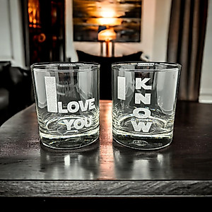 SW Star I Love You I Know Star Rocks Wars Drinking Glass Set of Two Etched Wars Glassware Set - Wedding, Anniversary, Whiskey Glasses Sci-Fi Star Space Wars Valentine's Day Gift Set