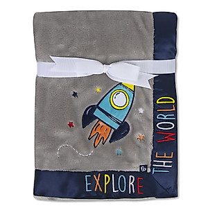 Fisher-Price Baby Blanket Space Explorer Collection Fleece Baby Blanket with Satin Trim for Baby Boys