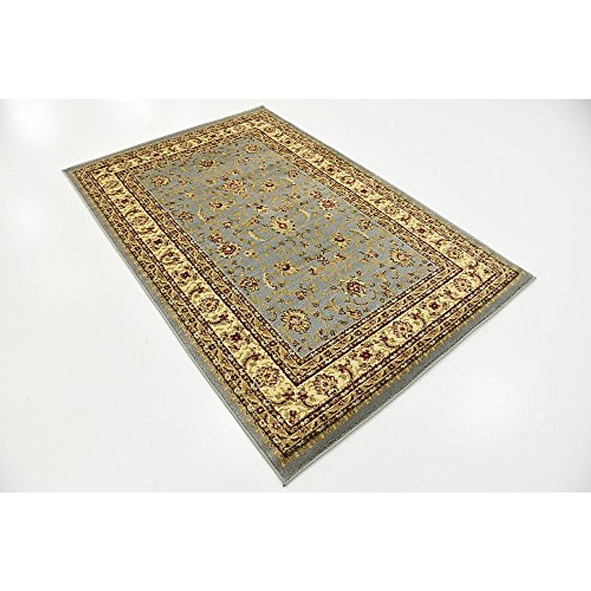 Unique Loom Voyage Collection Traditional Oriental Classic Intricate Design Area Rug (4' 0 x 6' 0 Rectangular, Light Blue/Gold)