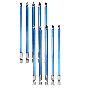 Uenhoy 10 Pcs Magnetic Phillips Screwdriver Bits Set 6 Inch Long Anti Slip Phillips Bits #2, 1/4 Inch Hex Shank (PH2 x 150MM)