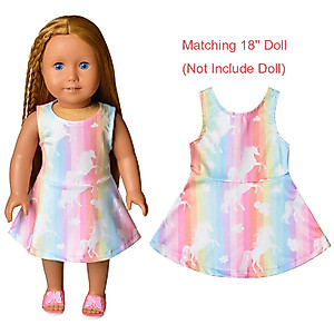 Rainbow Unicorn Dresses Matching Doll & Girls 5t 6t Birthday Party Gift Clothes