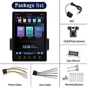 Single Din Car Stereo with Apple Carplay Android Auto,9.5 Inch Capacitive Rotatable Touch Screen Car Radio with Mirror Link,Bluetooth,FM Radio,Car Multimedia Player Support AUX/USB/TF+Backup Camera