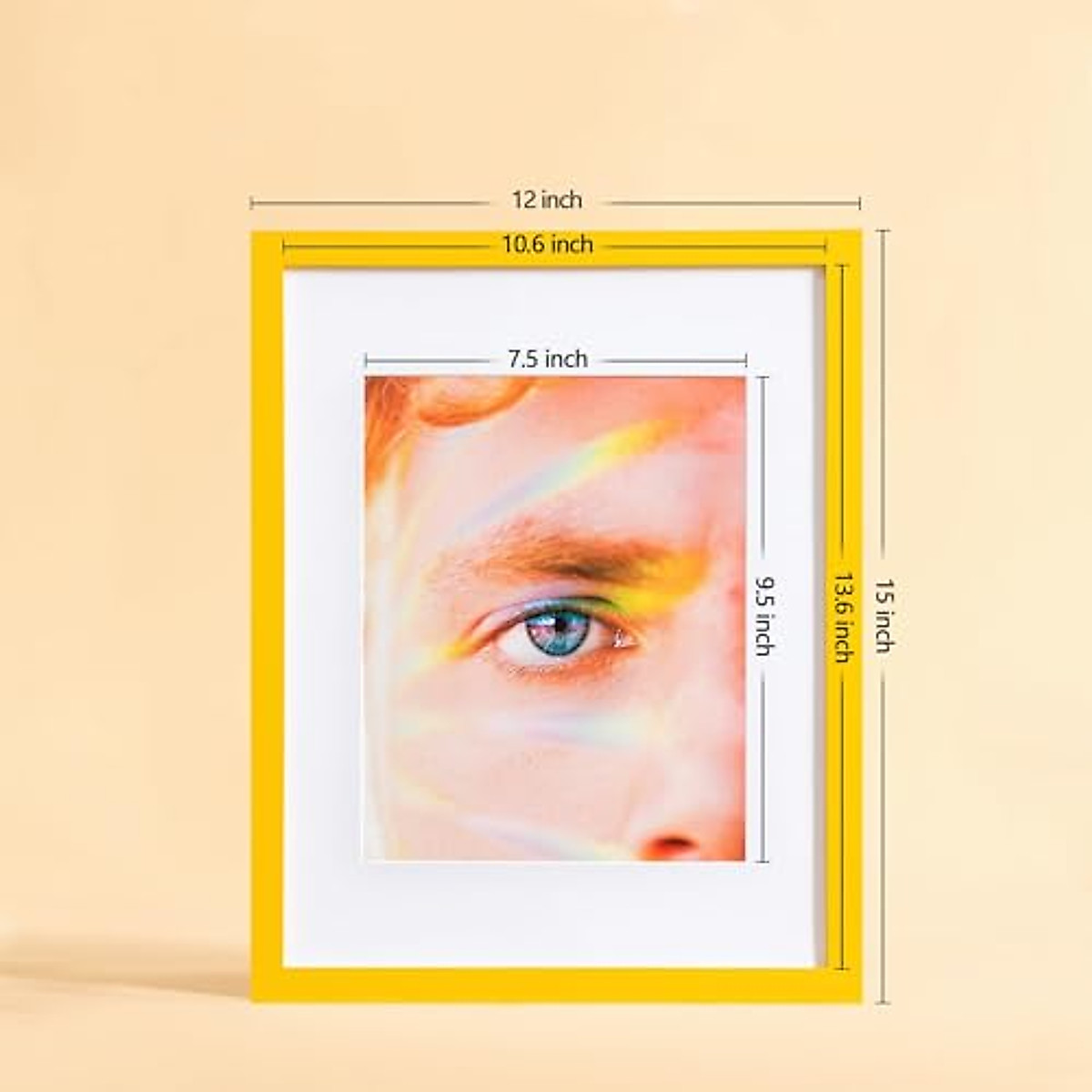 eletecpro 11x14 Picture Frame Made of Solid Wood and HD Glass Colourful Frame Display 8x10 Photo with Mat or 11x14 without Mat Home Decor for Wall and Tabletop Yellow 1 Pack