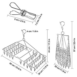 Skroad Folding Sock Dryer with 52 Peg, Stainless Steel Swivel Drying Rack Windproof Hook for Sock, Underwear, Lingerie, Sheet and All Small Item