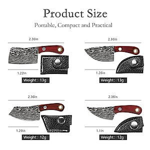 JAEZZIY Mini Knife Set, Damascus Pocket Knife Set with Sharpener, Mini Chef Knife EDC Knives Set, Tiny knife Cleaver Keychain Tiny Things for Package Opener, Box Cutter, Letter Opener - Set of 5