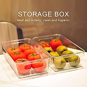 8 pack Refrigerator Organizer Bins, Organizer Bins with Handles, Fridge Organizer for Freezers, Kitchen Countertops and Cabinets, Food Grade BPA-free(Clear)
