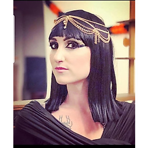 Gold Tone Womens Rhinestone Accent Draped Head Chain Jewelry IHC1030G