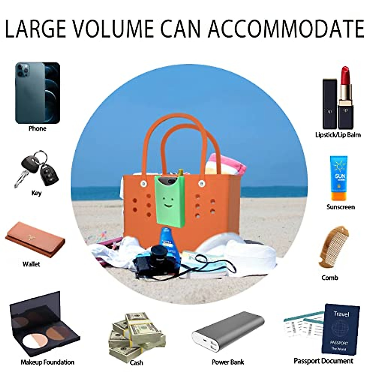 quskay Phone Case Wallet Holder Insert Accessory Compatible with Bogg Bags, Soft Rubber Accessories for Bogg Bag Decorative Charm Inserts for Storage Phone Case Key Lipstick Sunglass Wallet (Green)