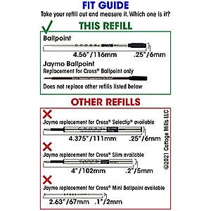6 - Blue Cross Compatible Ballpoint Pen Refills. Smooth Writing German Ink and 1mm Medium Tip. #8511